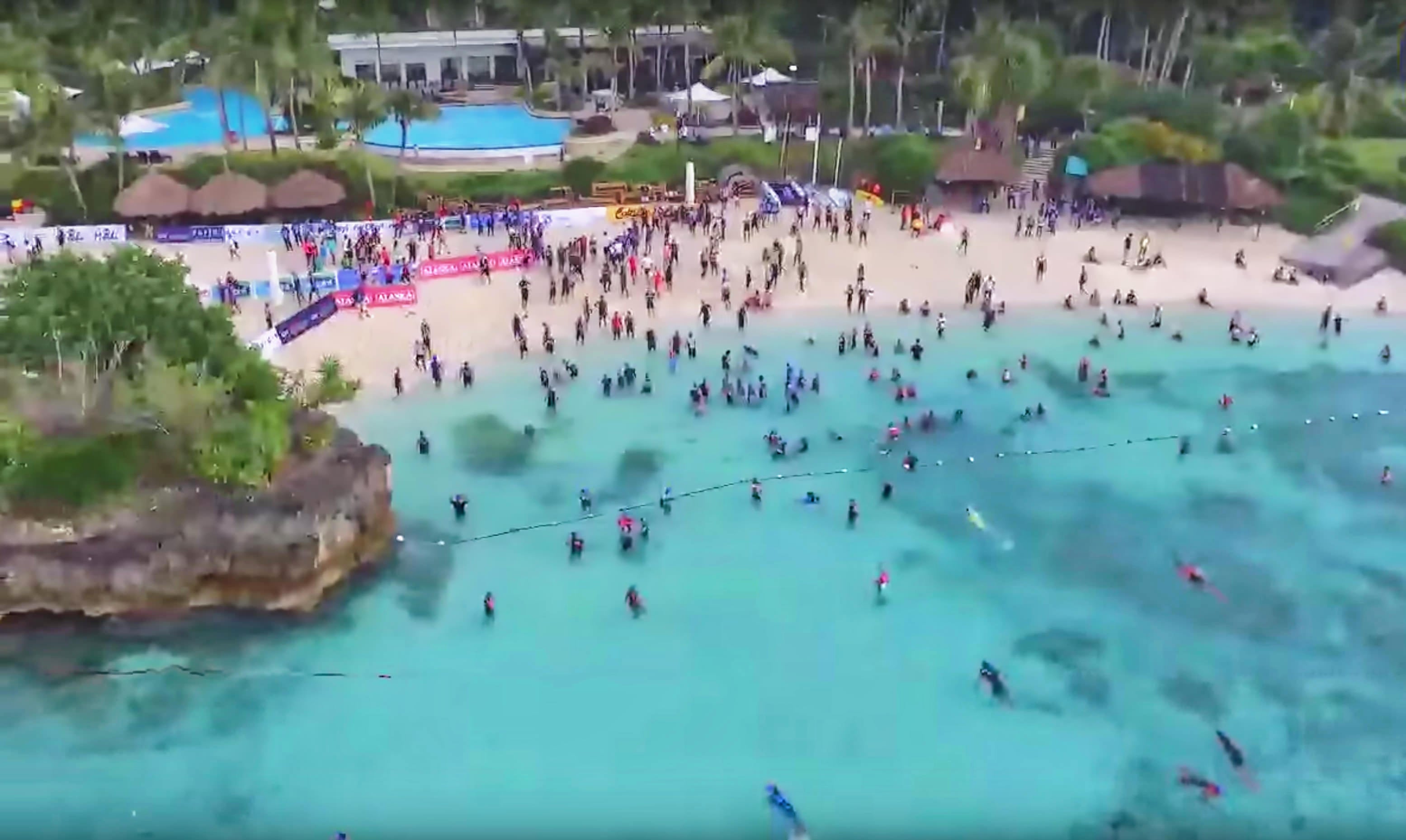 VIDEO: Cobra Ironman 70.3 Swim Leg Cebu Philippines Aerial Coverage