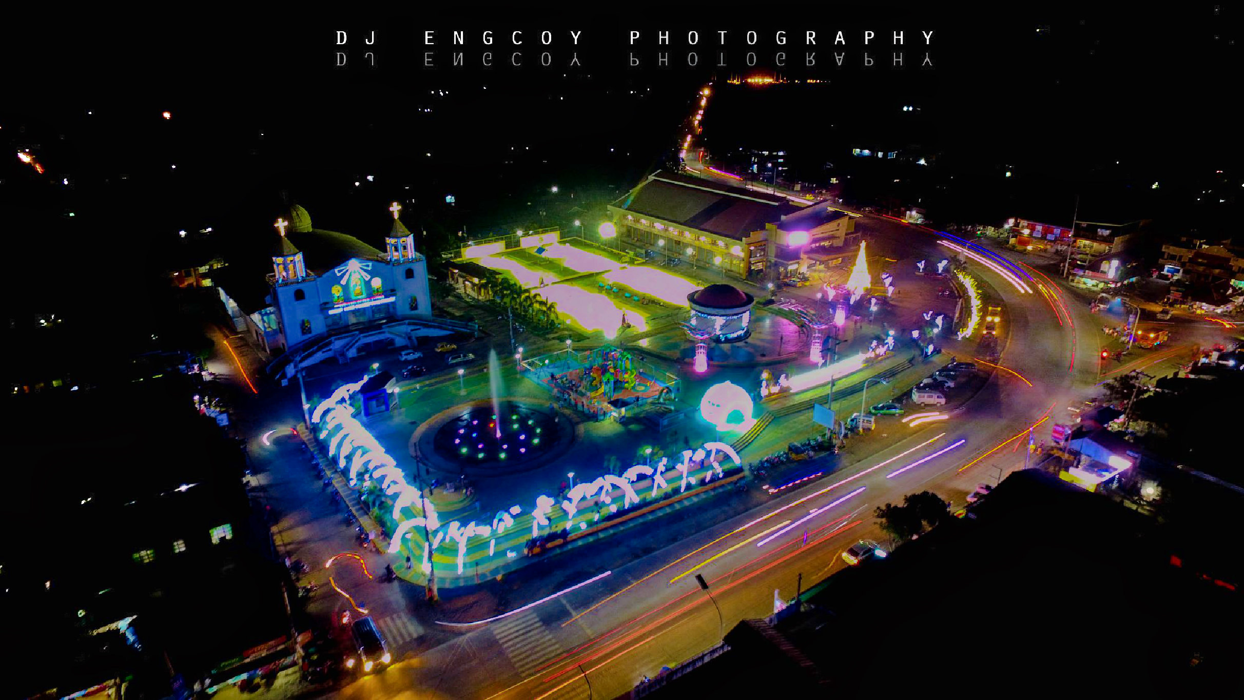 Spectacular Manolo Fortich Centennial Plaza Aerial View at Night
