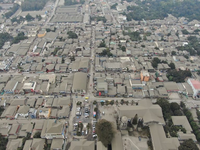 Aerial View of Cavite Covered in Ash a Day After Taal Volcano Eruption