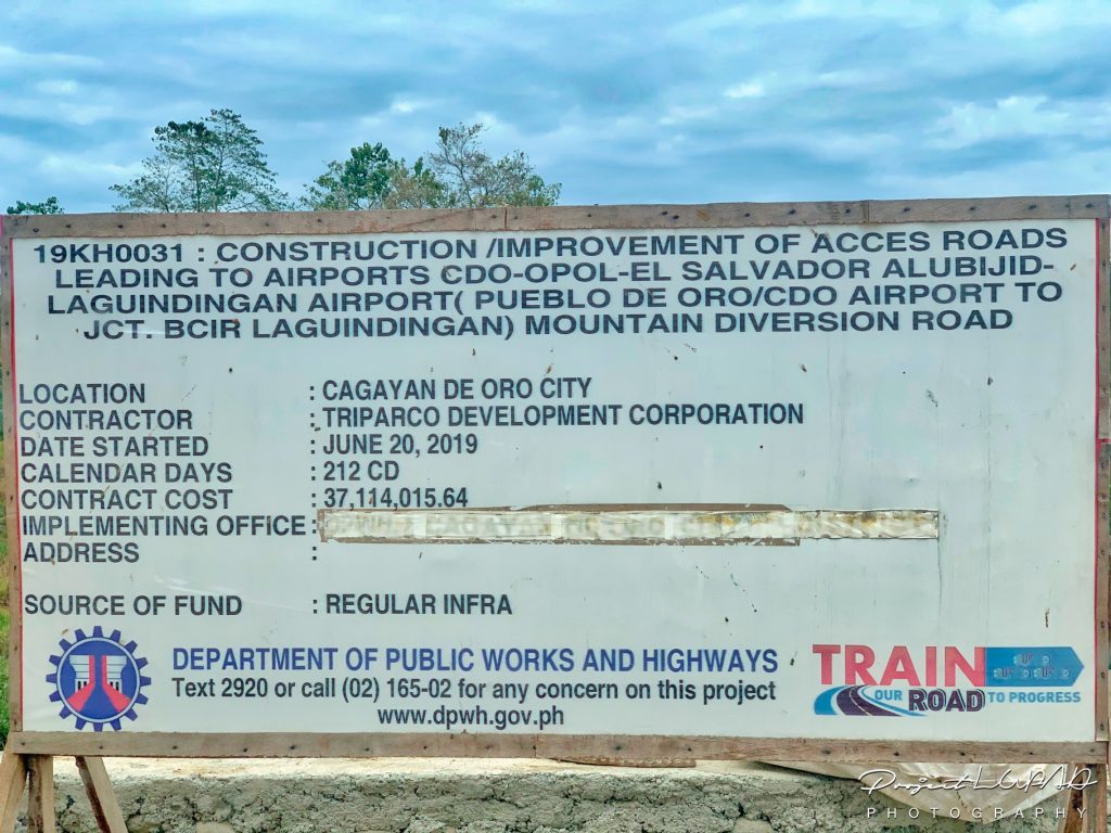 CDO - Laguindingan Airport Mountain Diversion Road as of January 2020
