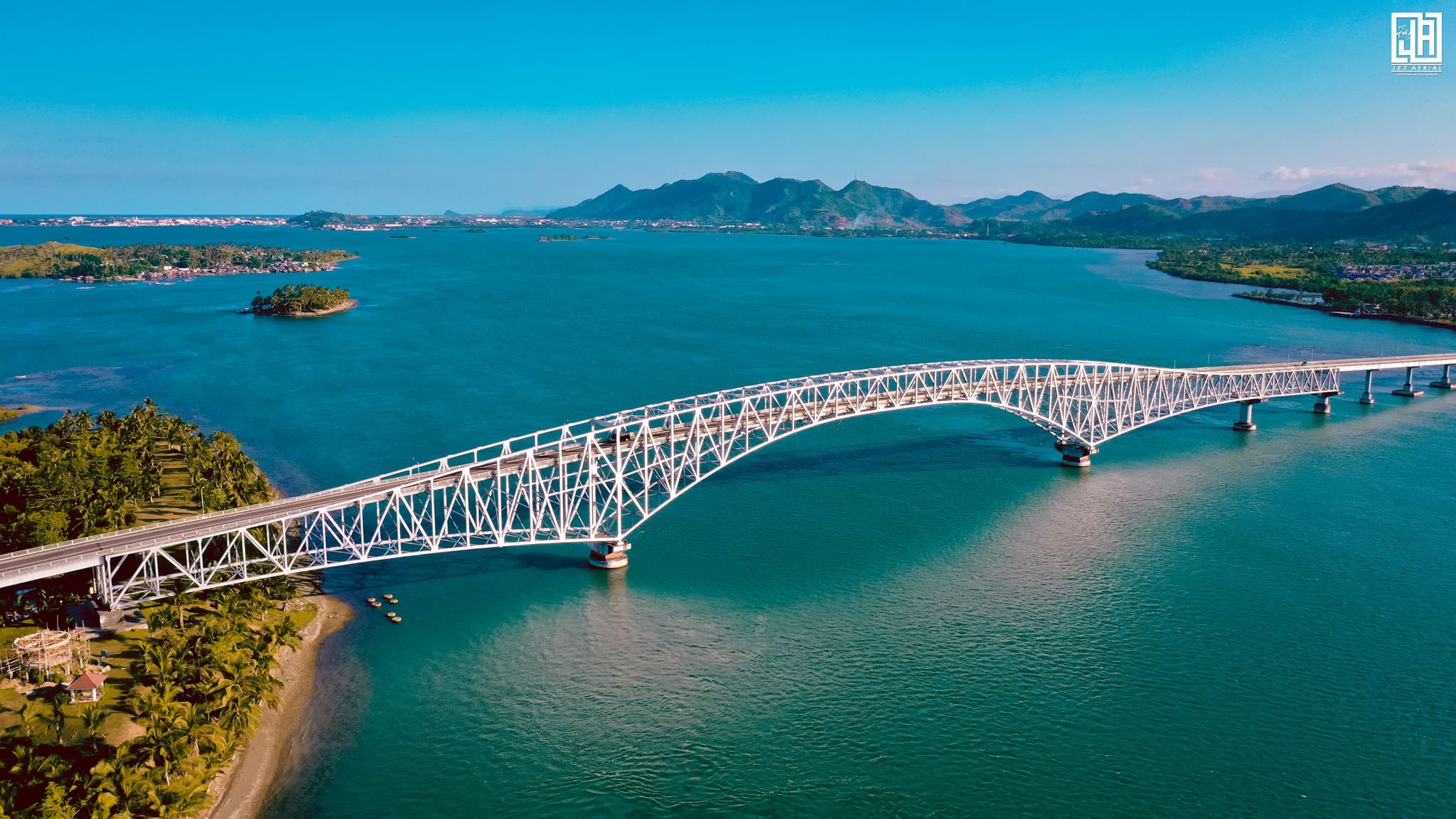 Longest Bridge in the Philippines Connecting Samar and Leyte Aerial View