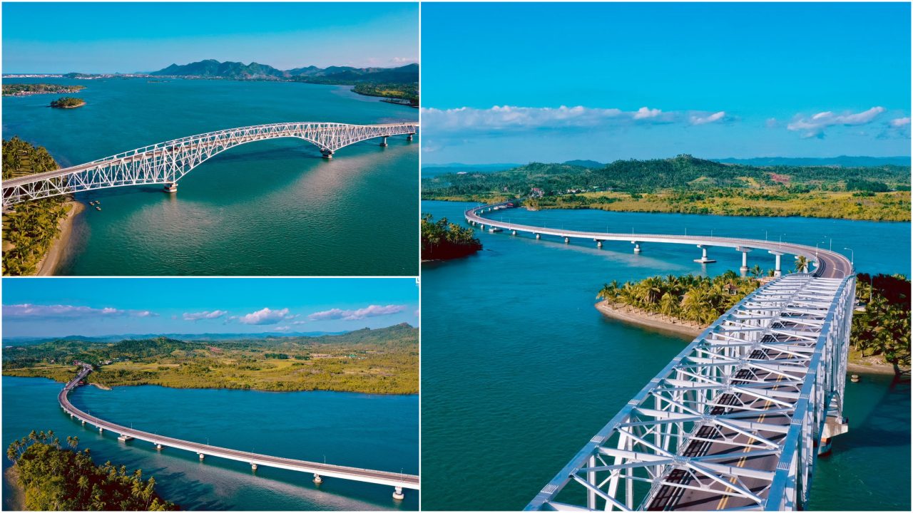 Longest Bridge in the Philippines Connecting Samar and Leyte Aerial View