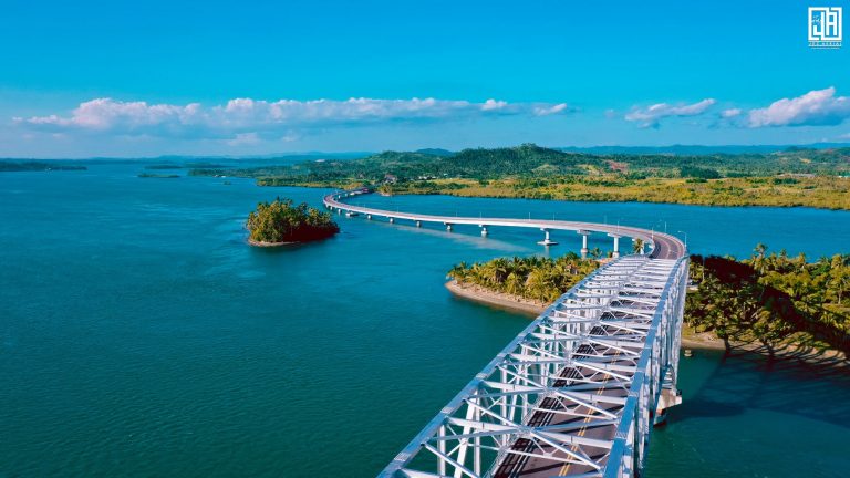 Longest Bridge in the Philippines Connecting Samar and Leyte Aerial View