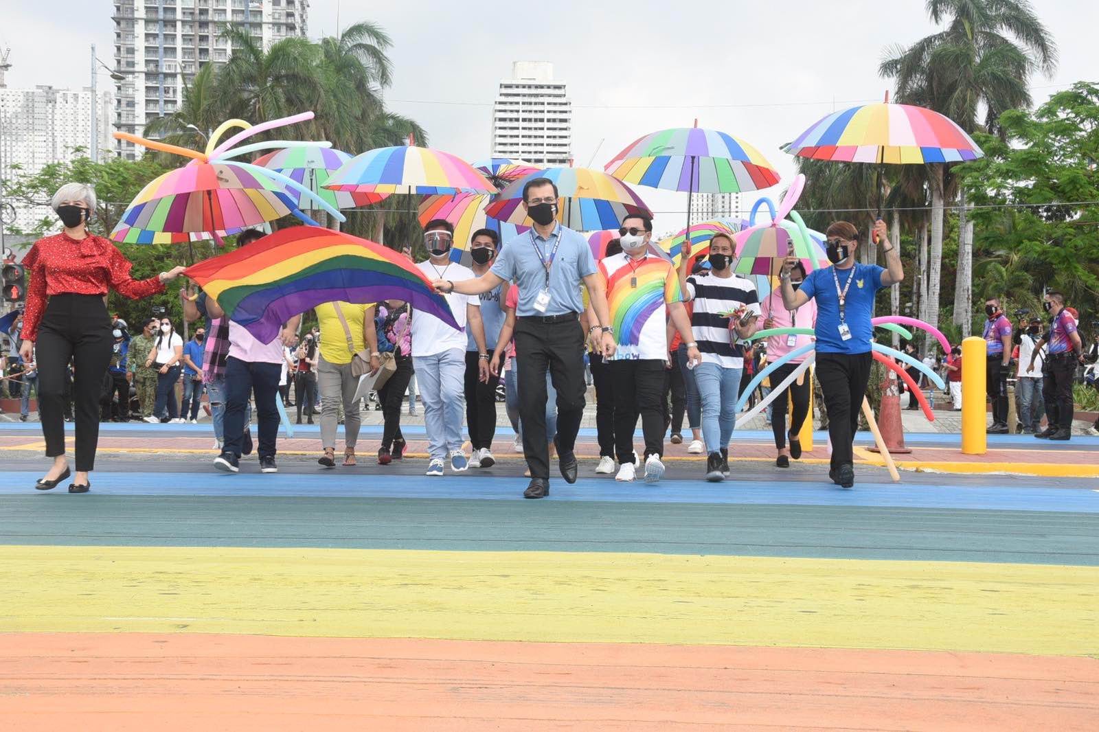 Newly Painted Rainbow Pedestrian along Roxas Boulevard in Manila
